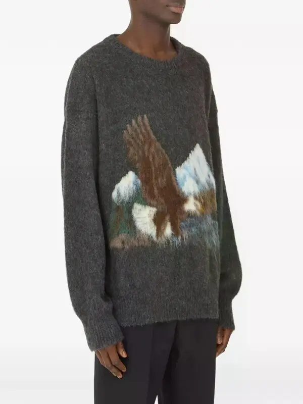 MAISON MARGIELA Intarsia Eagle And Mountain Motif Knit Sweater