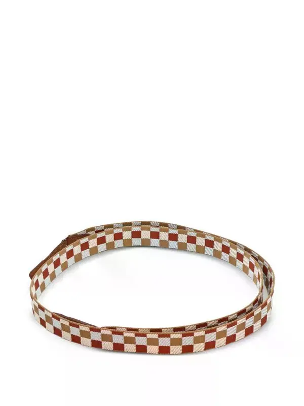 Hermès Checkered Leather Trimmed Bag Strap