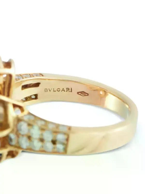 BVLGARI 18k Yellow Multi-stone Sapphire And Diamond Floral Ring