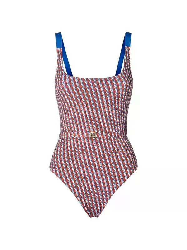 Fendi Ff Waves Belted Swimsuit