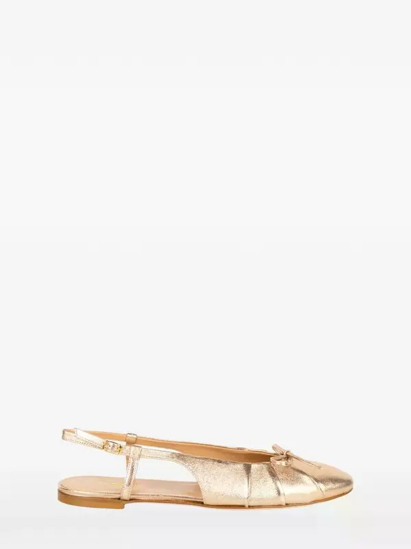 Status Bow-detail Metallic-leather Slingback Mules - Gold