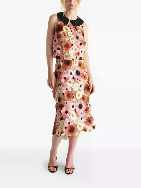 Dorothee Schumacher 3d Floral Embroidered Midi Skirt - Neutrals