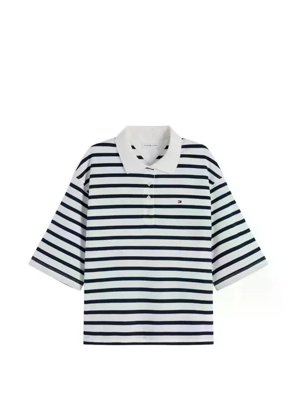 Tommy Hilfiger Striped Short-sleeve Polo Shirt - White