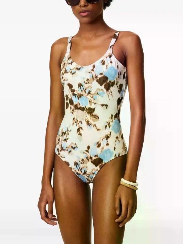AMI Paris Floral Print One-piece Swimsuit