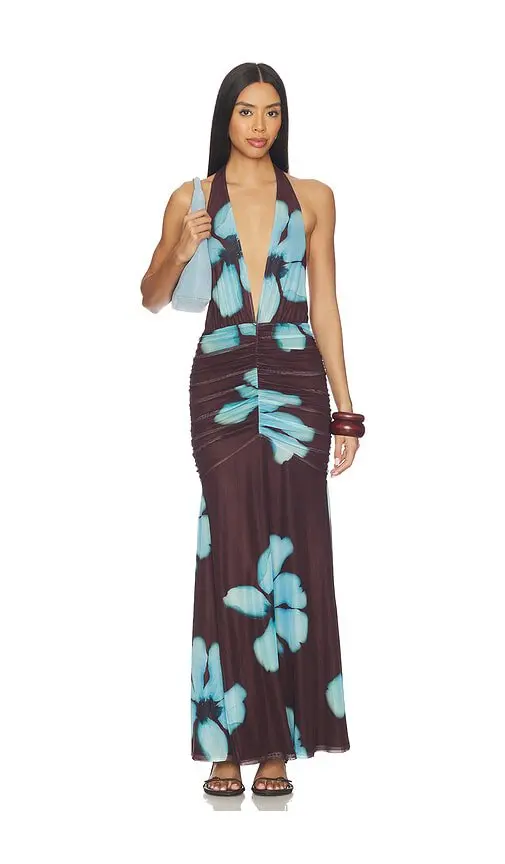 MORE TO COME Zadie Halter Maxi Dress - Brown