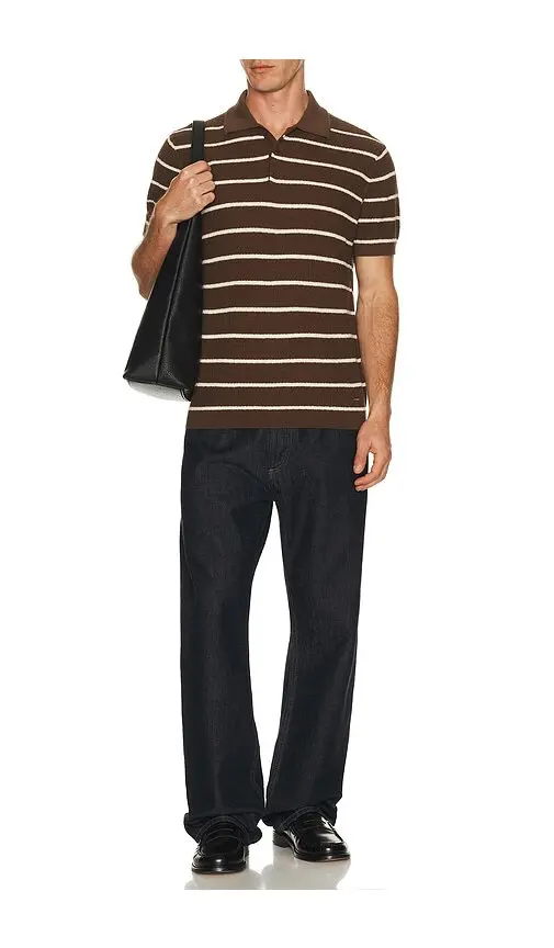 Simkhai Calum Short Sleeve Polo In . Also - Brown