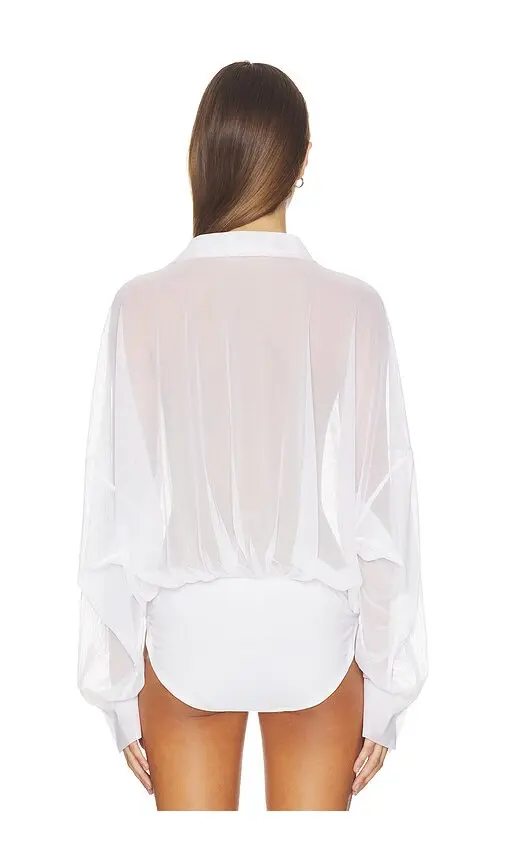 Norma Kamali Super Oversized Boyfriend Shirt Bodysuit