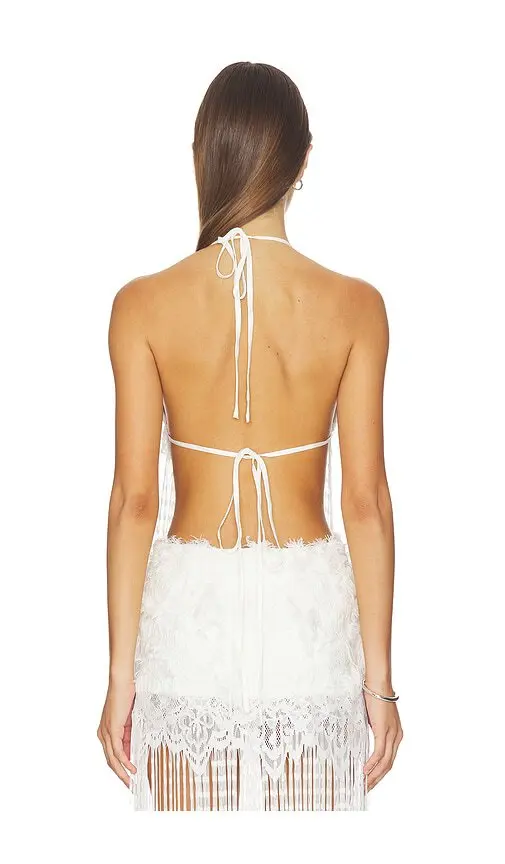 KIM SHUI Fringe Halter Top