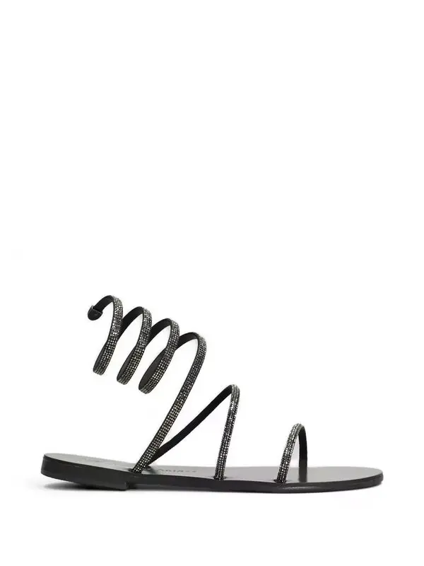 NICOLAS LAINAS Crystal Embellished Spiral Sandals