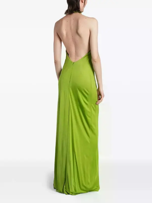 Retrofete Becs Halterneck Maxi Dress With Bead Embellishment - Green
