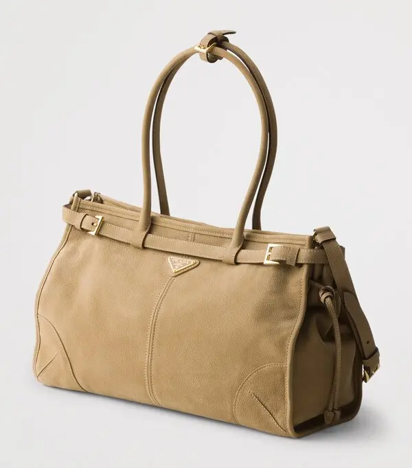 Prada Large Nubuck Leather Bonnie Top-handle Bag