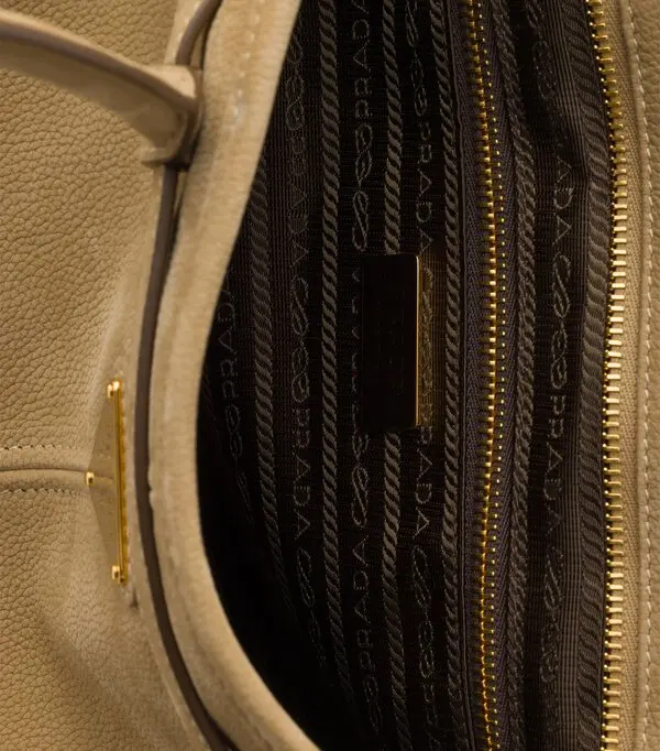 Prada Large Nubuck Leather Bonnie Top-handle Bag