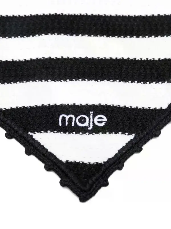 Maje Crochet-knit Striped Bandana - Black