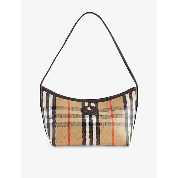 Burberry Mini Highlands Waxed-cotton Baguette Shoulder Bag - Sand