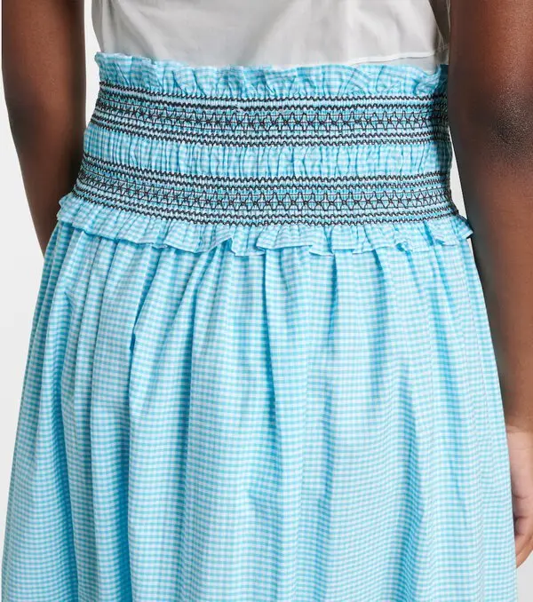 GANNI Embroidered Gingham Cotton Poplin Maxi Skirt