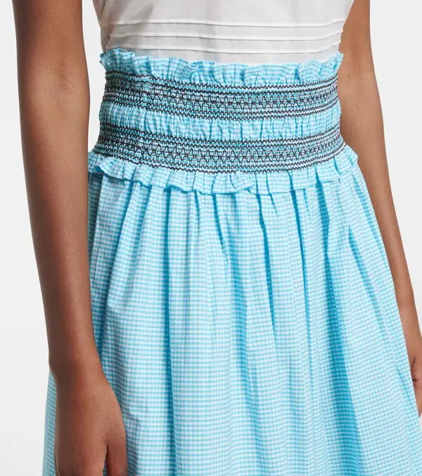 GANNI Embroidered Gingham Cotton Poplin Maxi Skirt