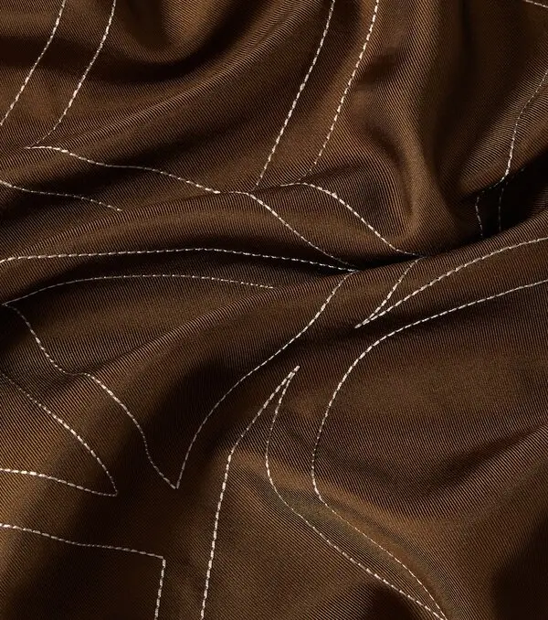 TOTEME Embroidered Monogram Silk Scarf - Brown
