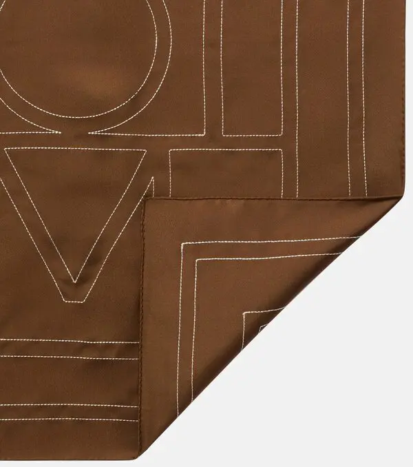 TOTEME Embroidered Monogram Silk Scarf - Brown