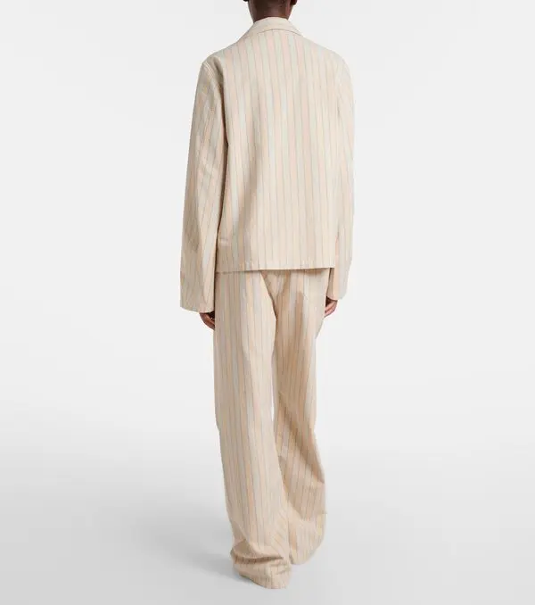 MAISON MARGIELA Striped Cotton Wide-leg Pants - Beige