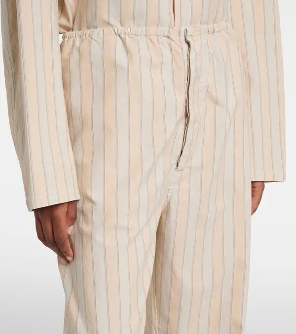 MAISON MARGIELA Striped Cotton Wide-leg Pants - Beige