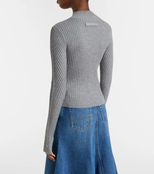 Victoria Beckham Ribbed-knit Wool Top - Grey