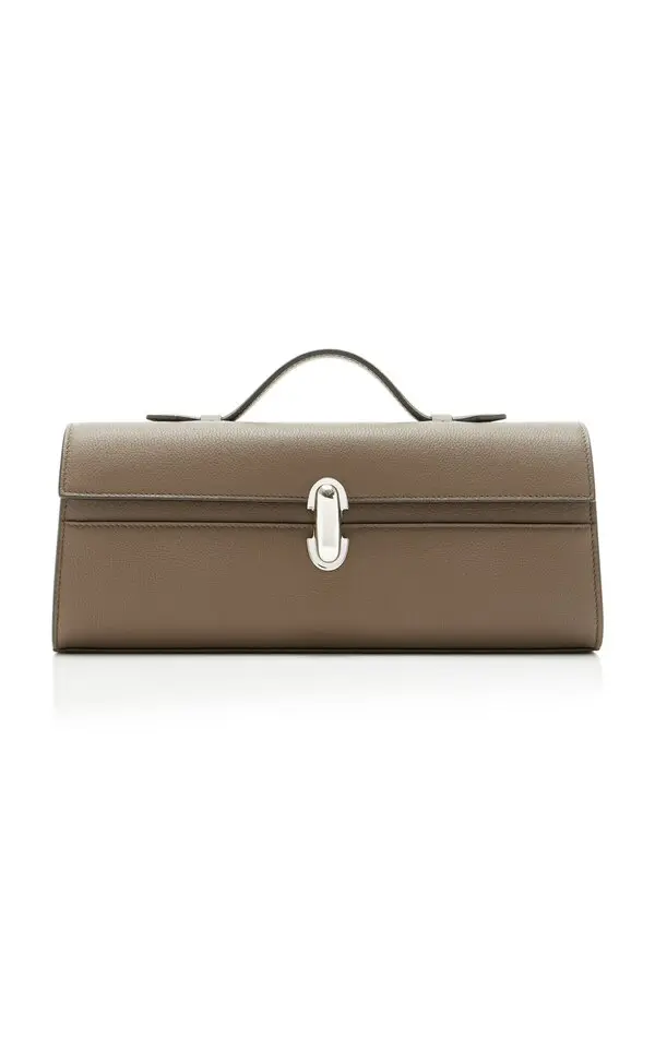 Savette The Slim Symmetry Leather Pochette - Grey