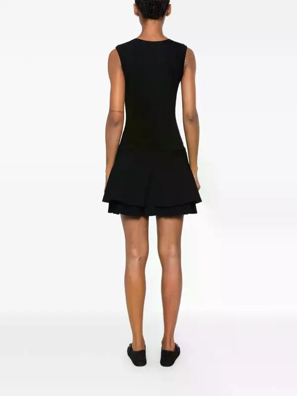 Sandro Ribbed Ruffled-hem Dress