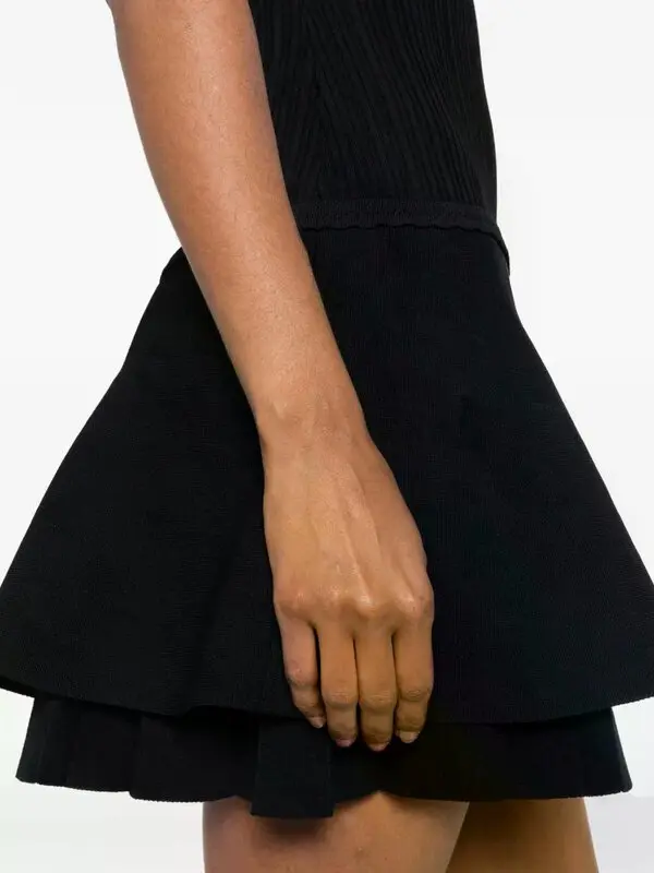 Sandro Ribbed Ruffled-hem Dress