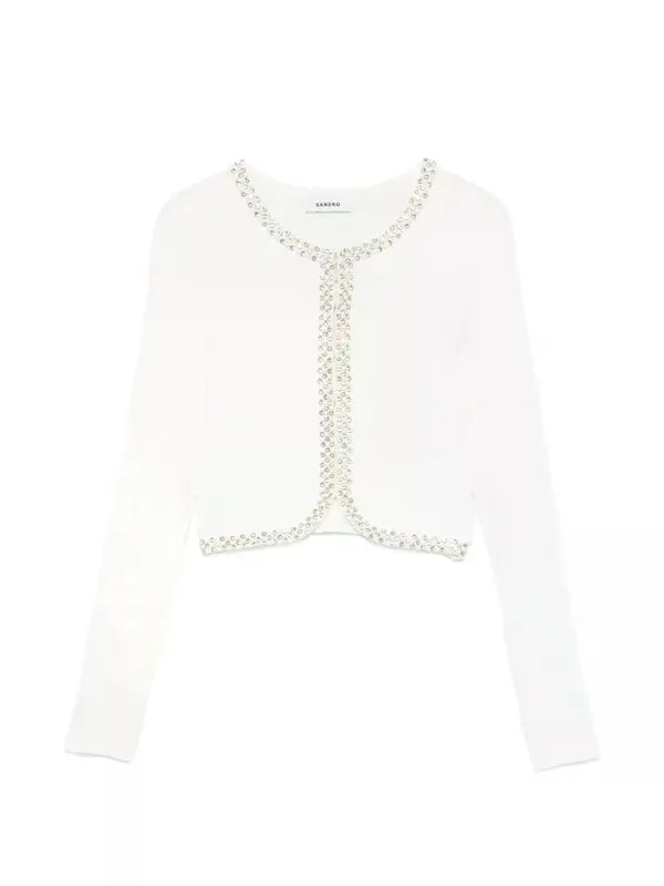 Sandro Rhinestone-embellished Faux-pearl Cardigan - White