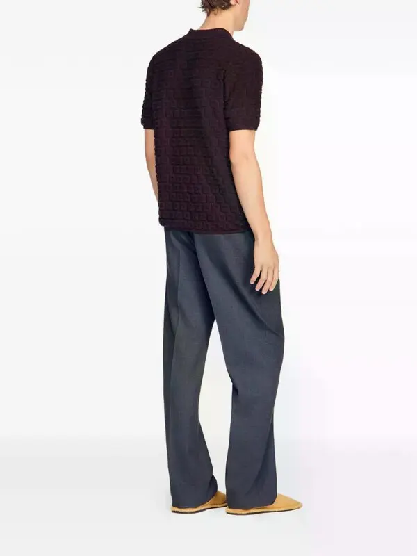Sandro Jacquard-knit Bouclé Polo Shirt - Brown