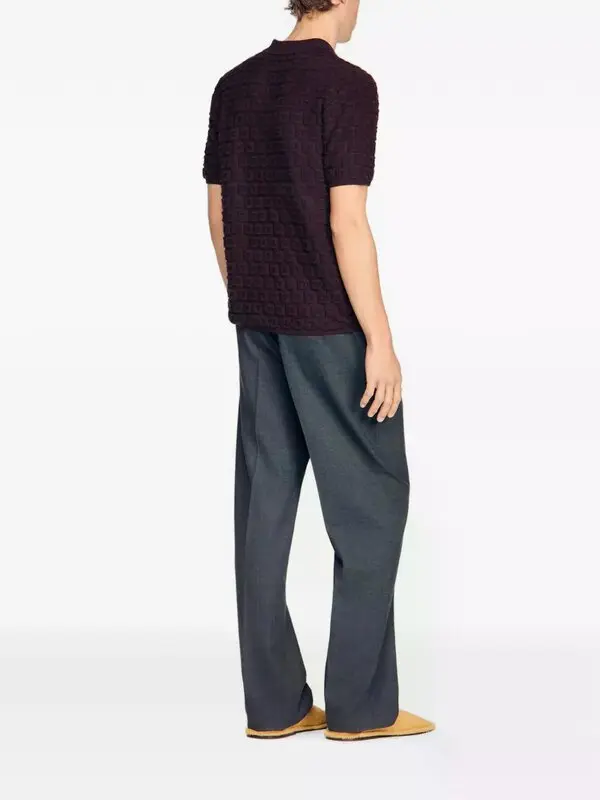 Sandro Jacquard-knit Bouclé Polo Shirt