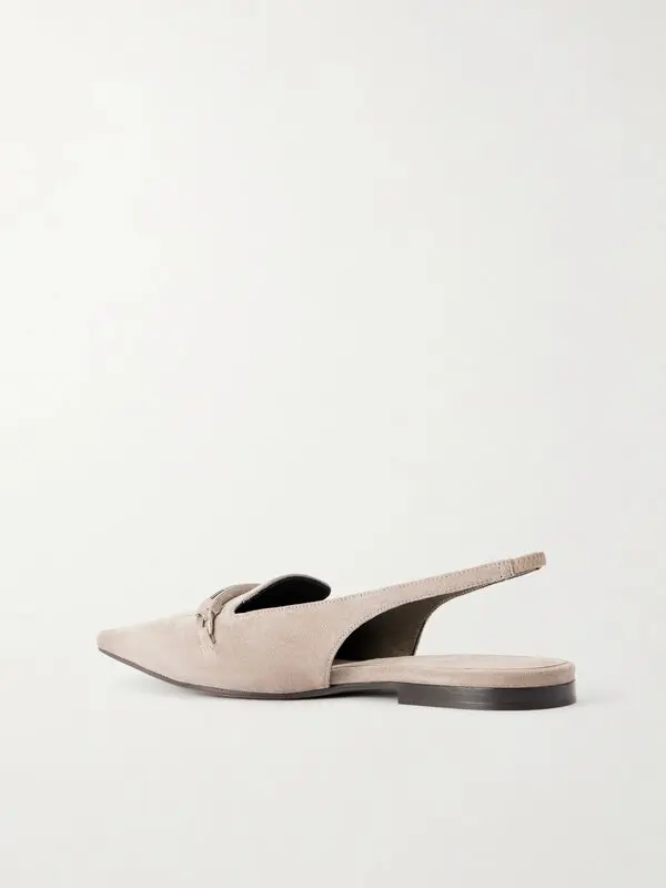 Brunello Cucinelli Suede Pointed-toe Slingback Flats