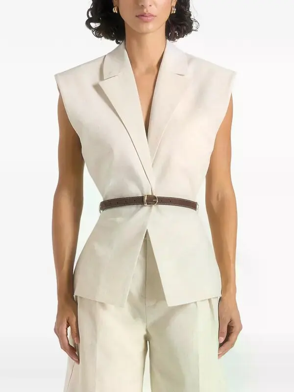 Manière De Voir Linen Wide Shoulder Cinched Waistcoat