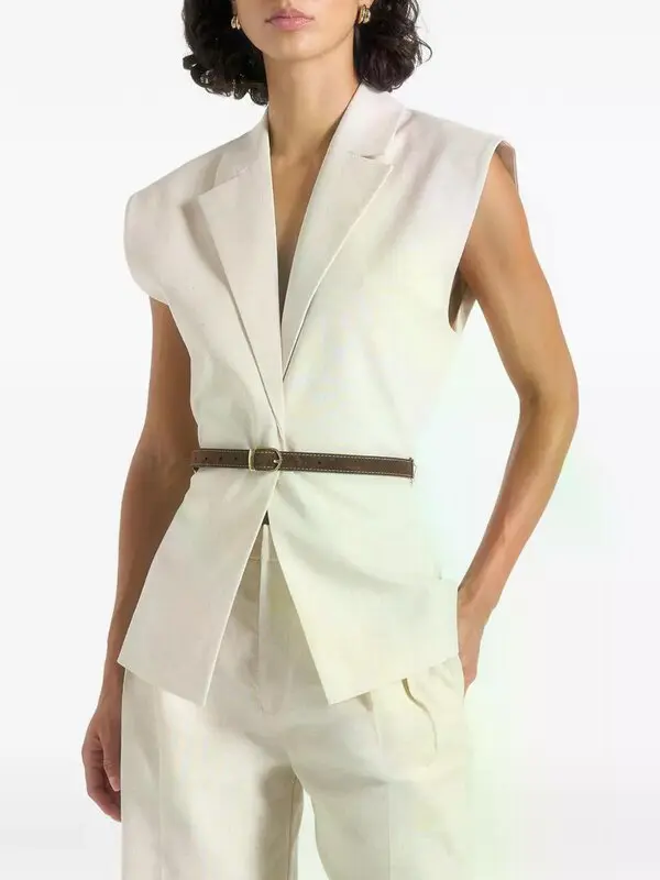 Manière De Voir Linen Wide Shoulder Cinched Waistcoat