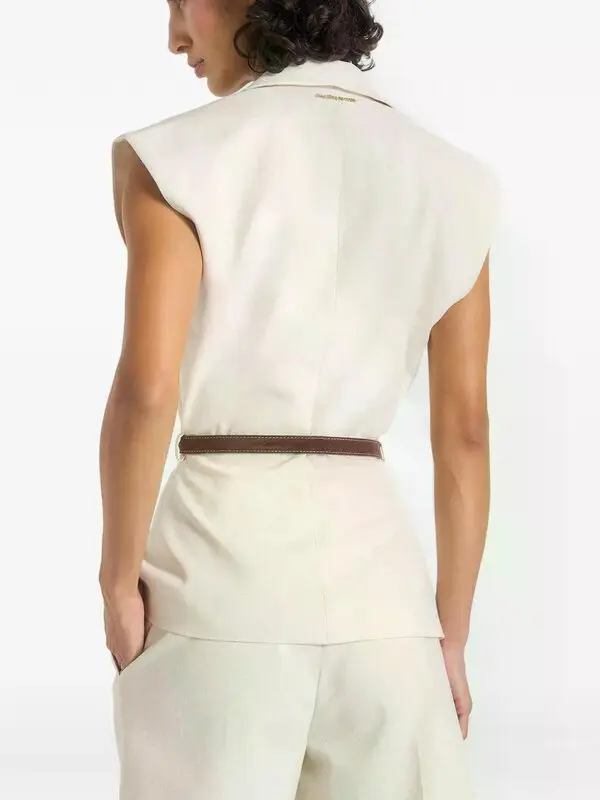 Manière De Voir Linen Wide Shoulder Cinched Waistcoat