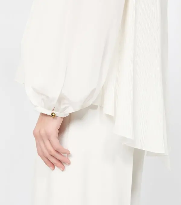 Max Mara Pleated Pussybow Blouse - White