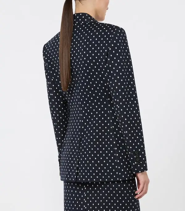 Max Mara Polka Dot Double Breasted Blazer - Navy