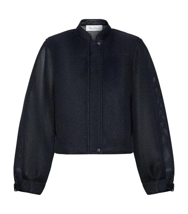 Max Mara Mesh Bomber Jacket With Leather Trims