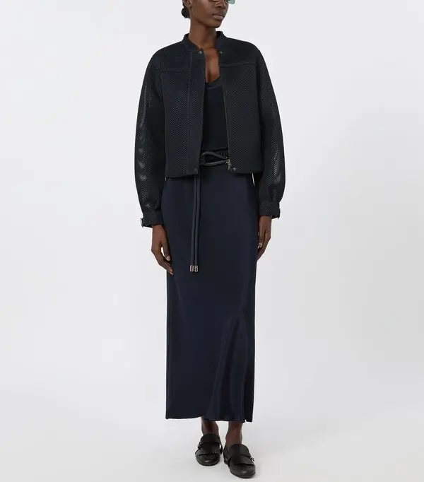 Max Mara Mesh Bomber Jacket With Leather Trims