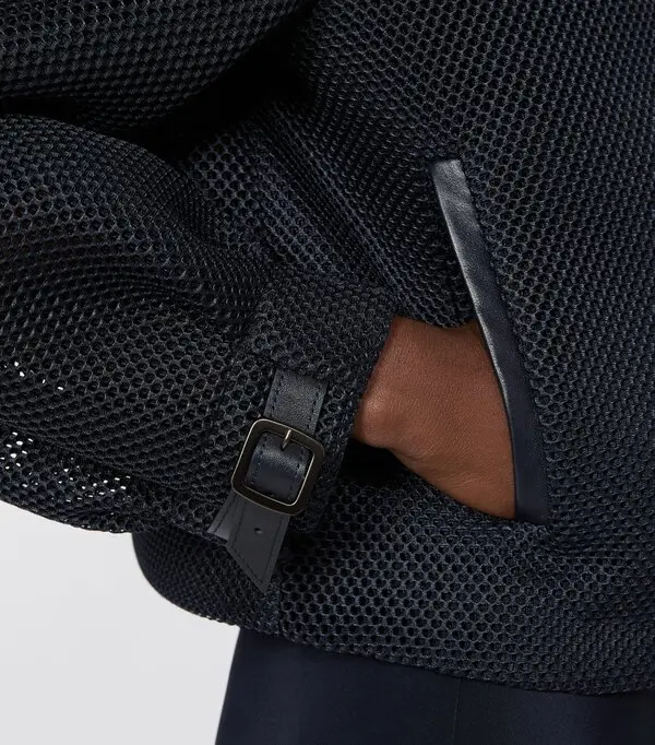 Max Mara Mesh Bomber Jacket With Leather Trims