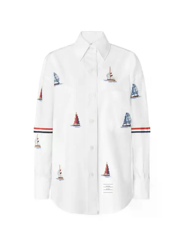Thom Browne Sailboat Embroidery Shirt - White