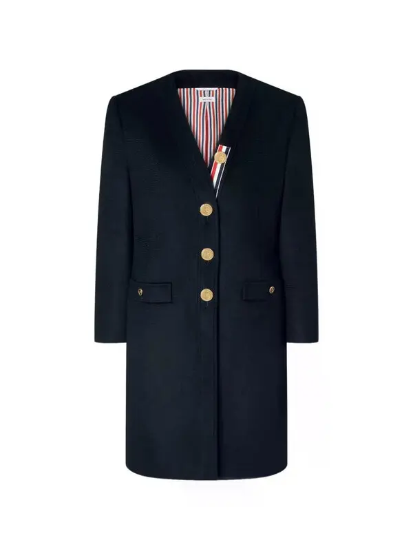Thom Browne Zibeline Cardigan Coat - Blue