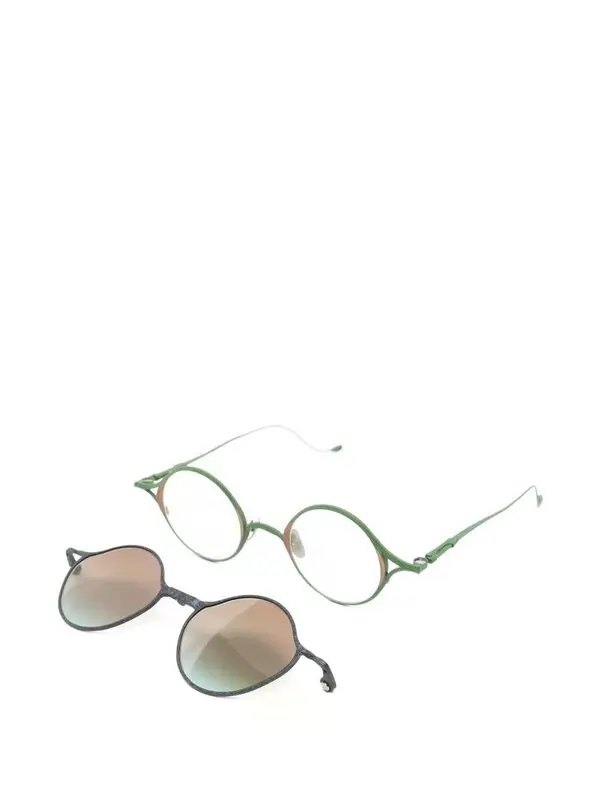 RIGARDS X Tva Round-frame Clip-on Glasses - Green