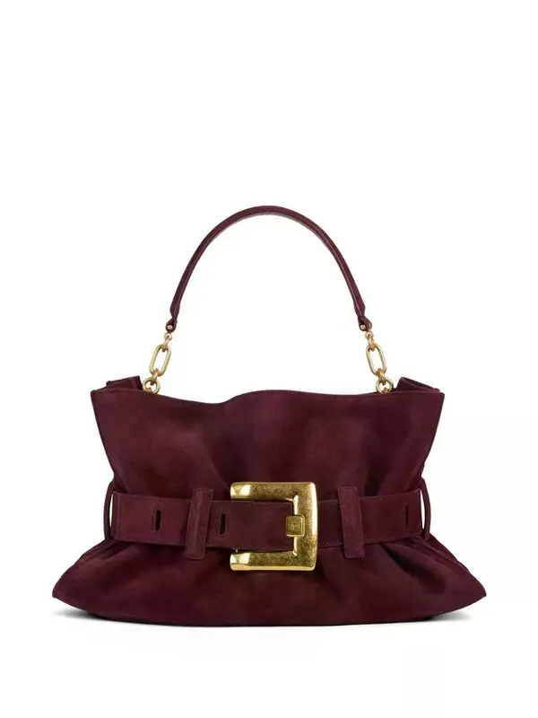 Balmain Medium Anthem Suede And Leather Bag - Red