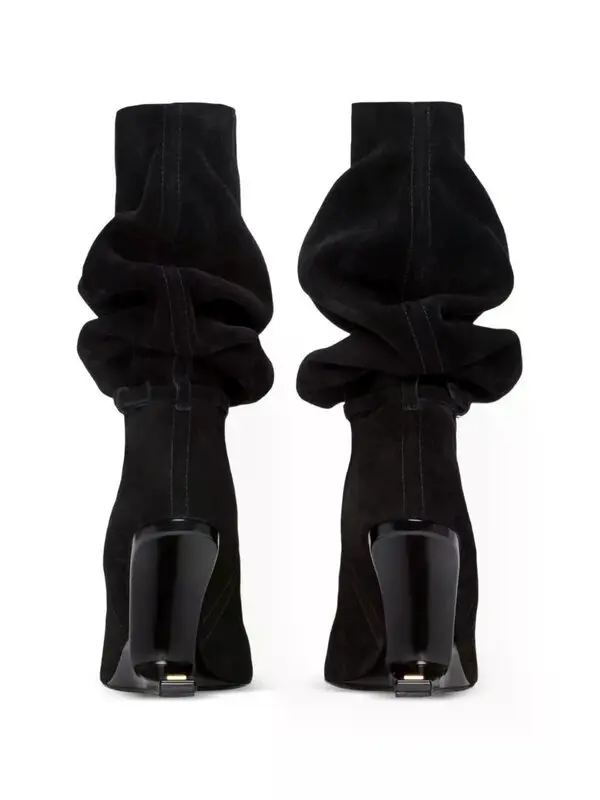 Balmain No Wedge Suede Leather Ankle Boots With Tassel