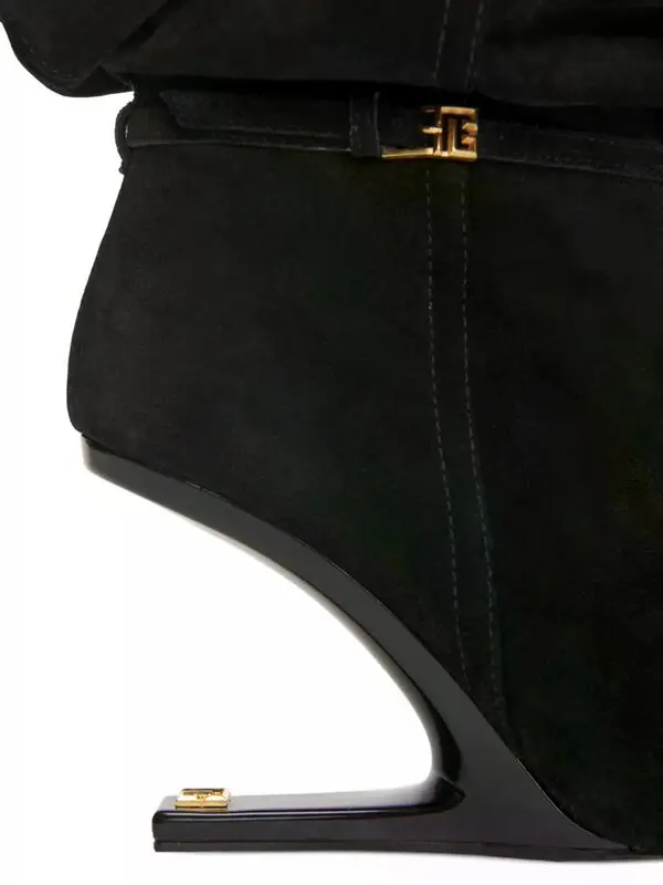 Balmain No Wedge Suede Leather Ankle Boots With Tassel