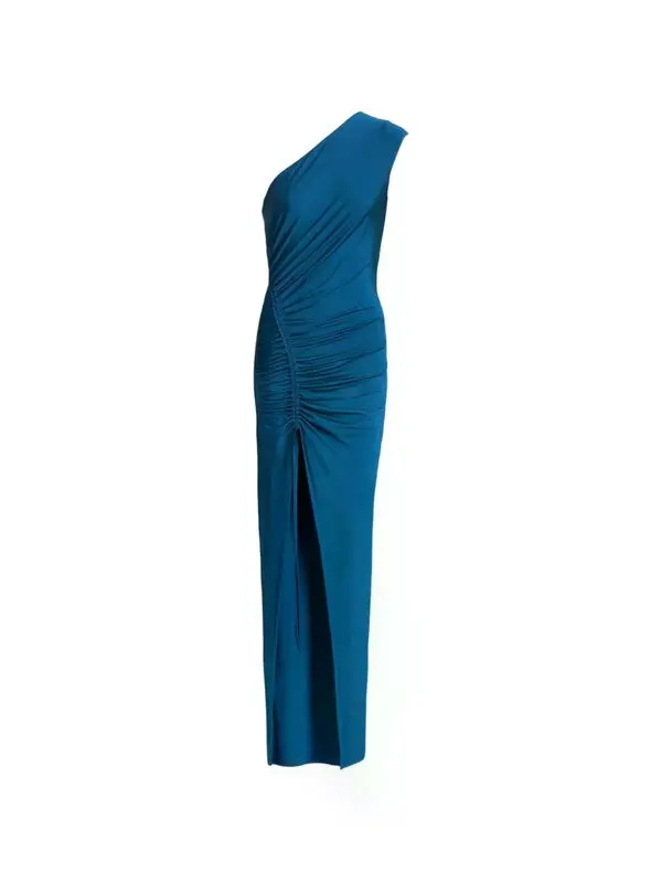 Balmain Long Draped Jersey Dress - Blue