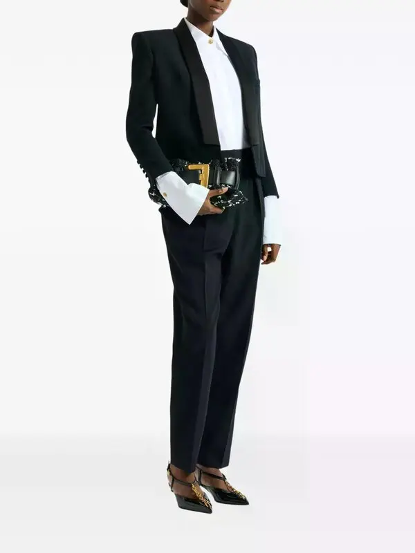 Balmain Mini Anthem Bag In Smooth Leather And Tweed