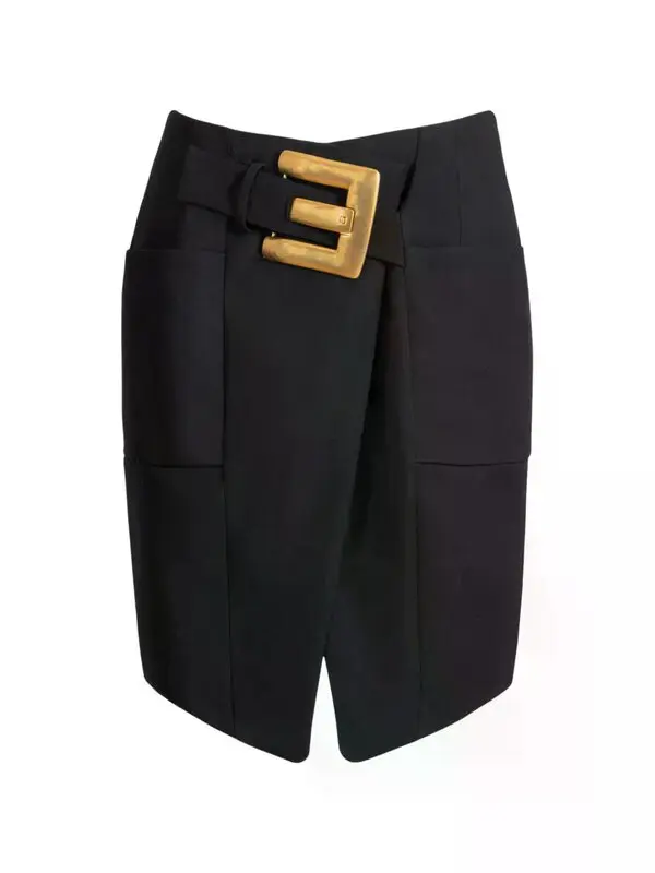 Balmain Belted Grain De Poudre Mini Skirt