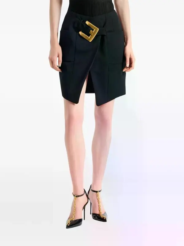 Balmain Belted Grain De Poudre Mini Skirt